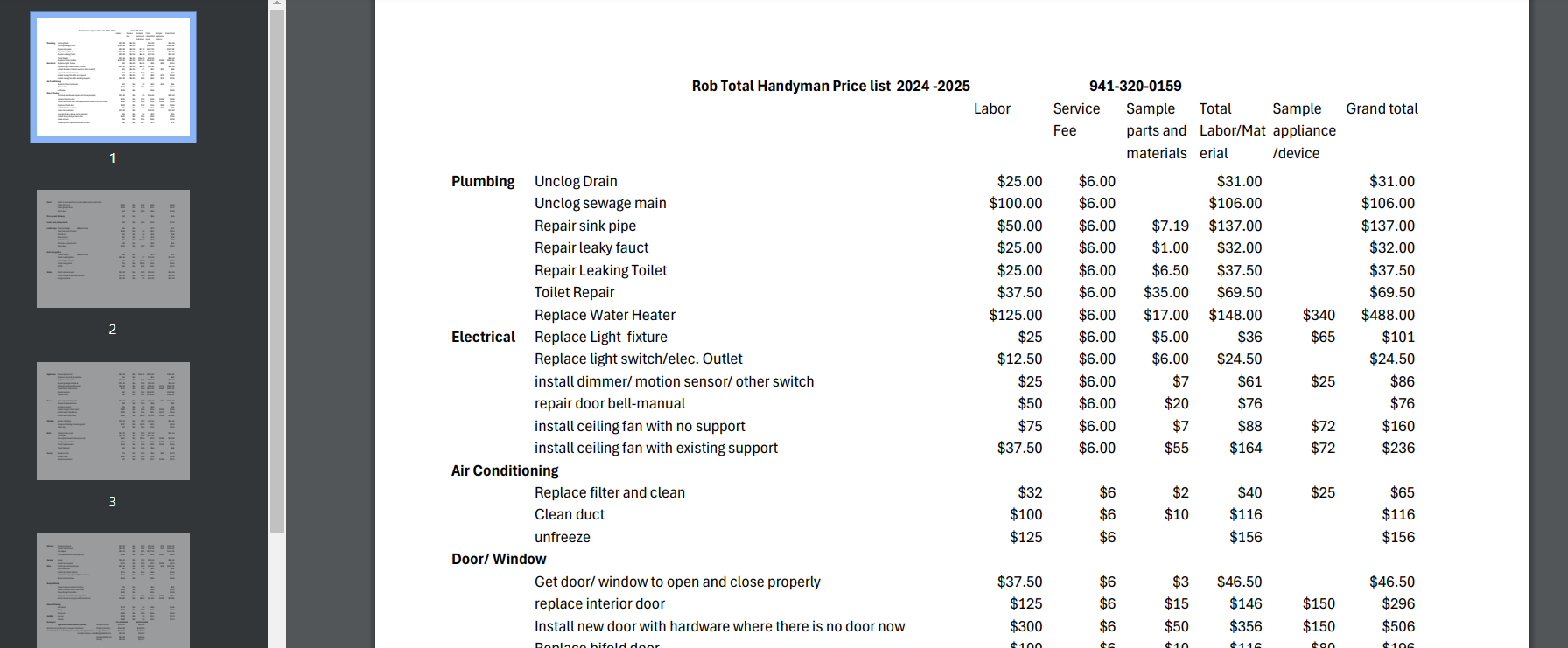 Price List - RobTotal